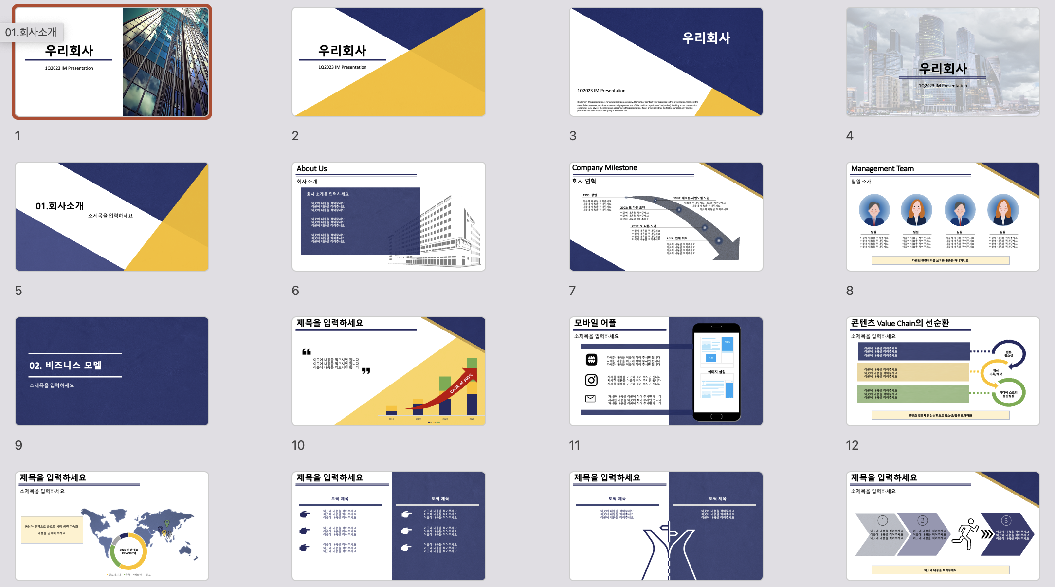 기업 소개 Ir Im 프레젠테이션 Ppt 템플릿 크몽
