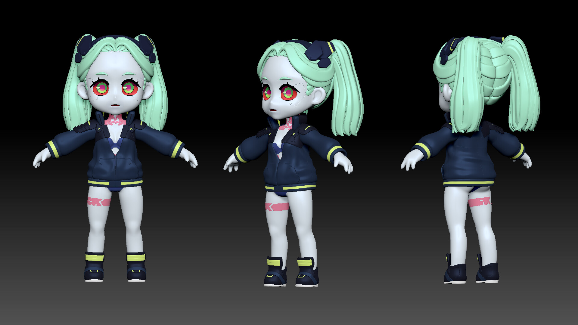 사이버펑크 엣지러너 - 레베카 SD / 3D 캐릭터 모델링, 캐릭터 포트폴리오 - 크몽