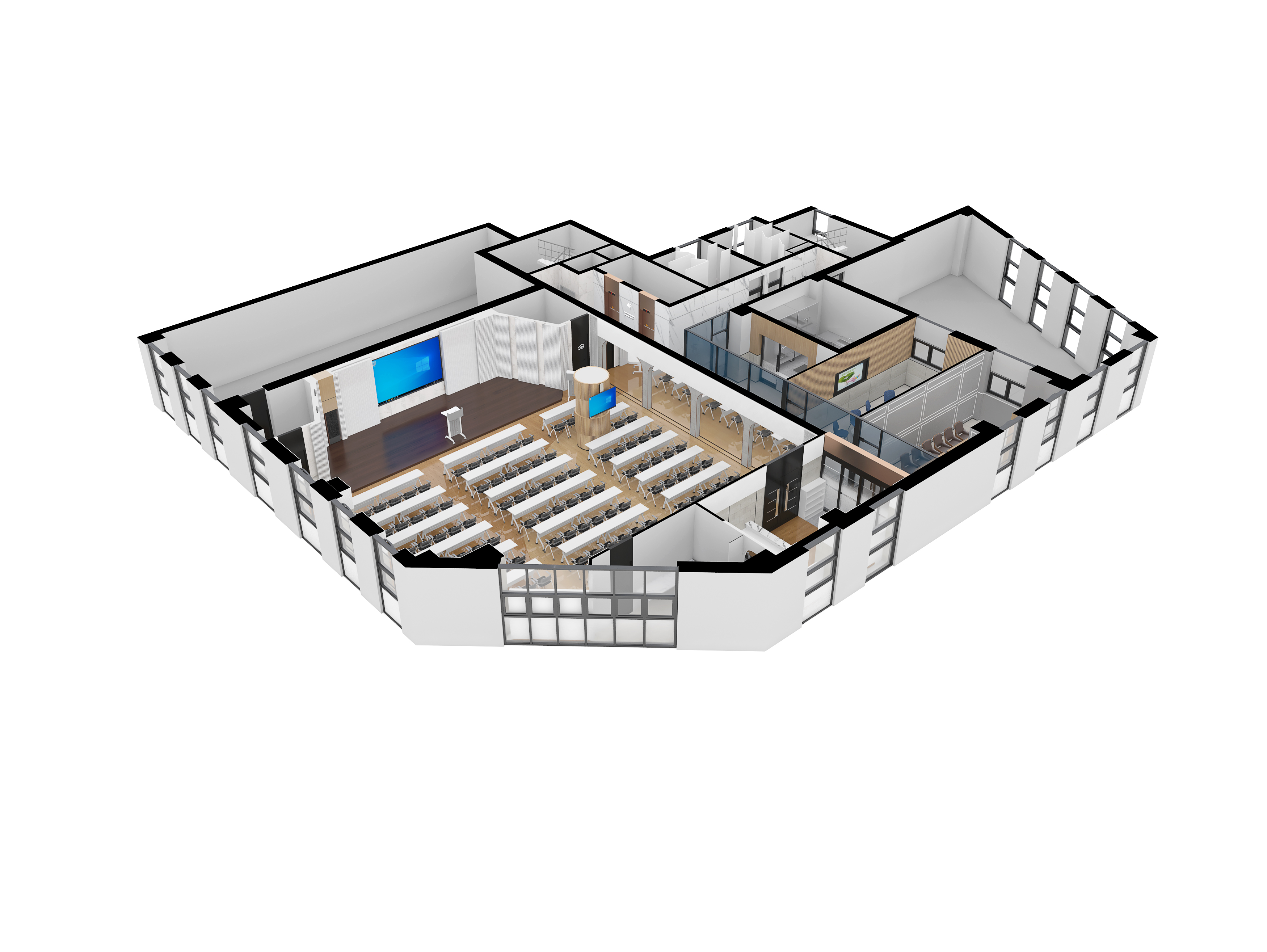 강당 및 사무실, 아이소 실내투시도 작업, 도면 제작·수정 포트폴리오 - 크몽