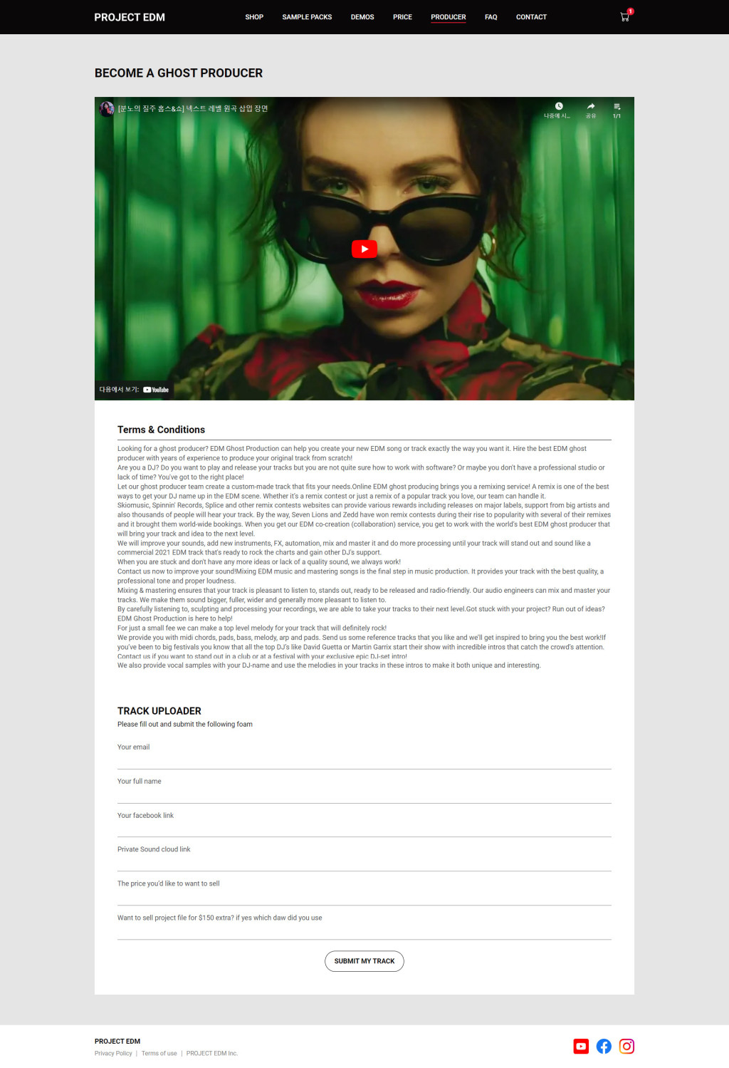 프로젝트 EDM, 홈페이지 포트폴리오 - 크몽