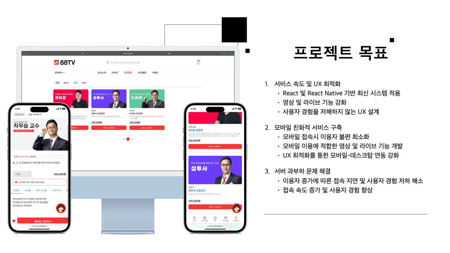 88TV 주식교육 플랫폼 서비스 리뉴얼구축, 일반 프로그램 포트폴리오 - 크몽