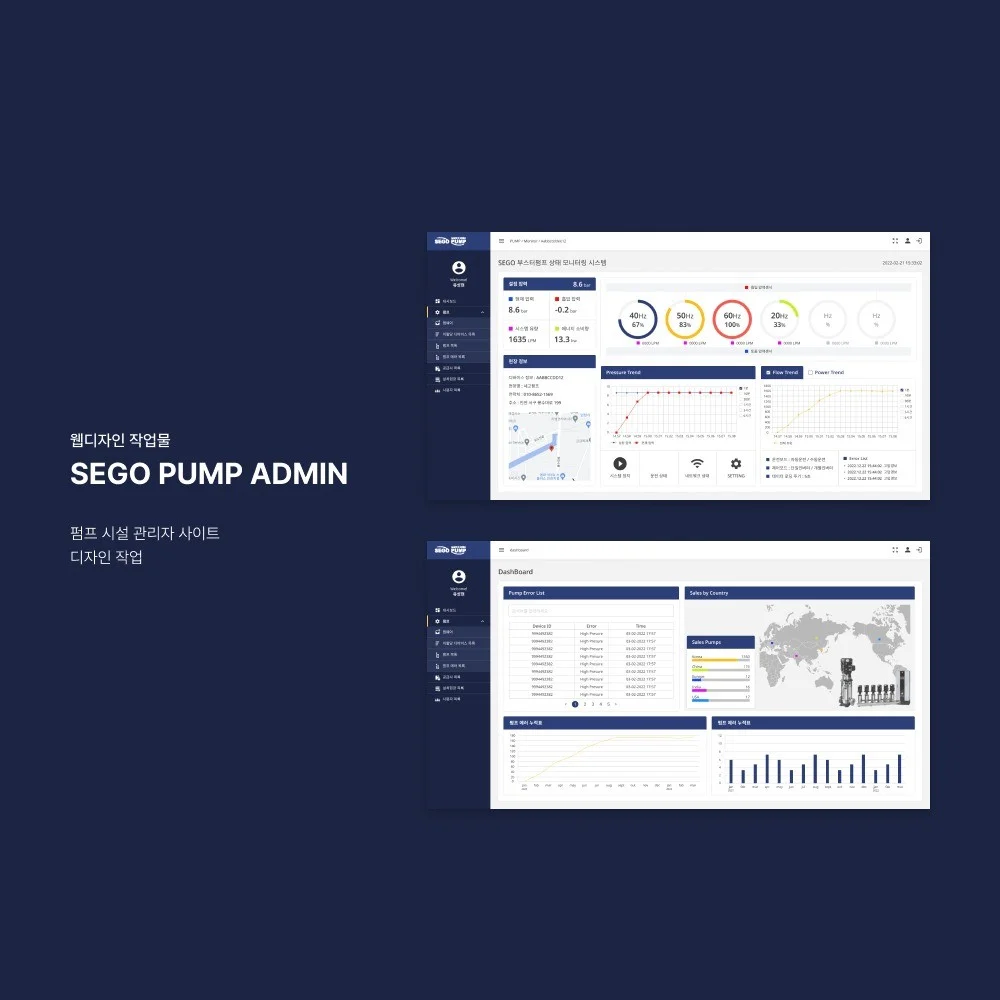 SEGO PUMP ADMIN, 웹 UI·UX 포트폴리오 - 크몽
