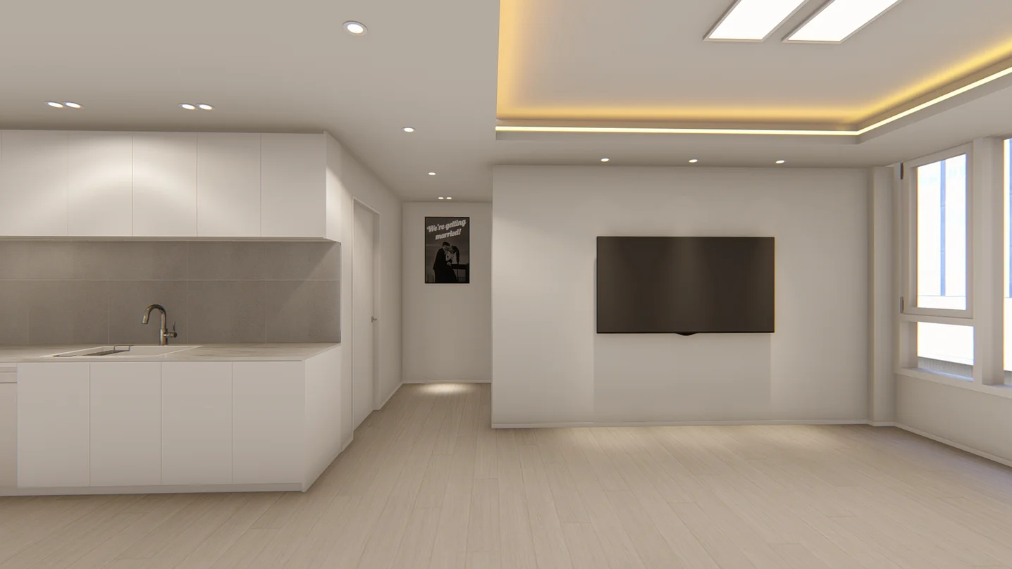 [주거] 아파트 30py 내부공간 3D 투시도, 3D 공간 모델링 포트폴리오 - 크몽