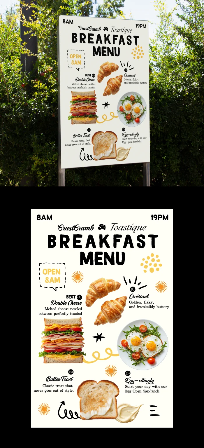 Breakfast menu Poster, 전단지·포스터·인쇄물 포트폴리오 - 크몽
