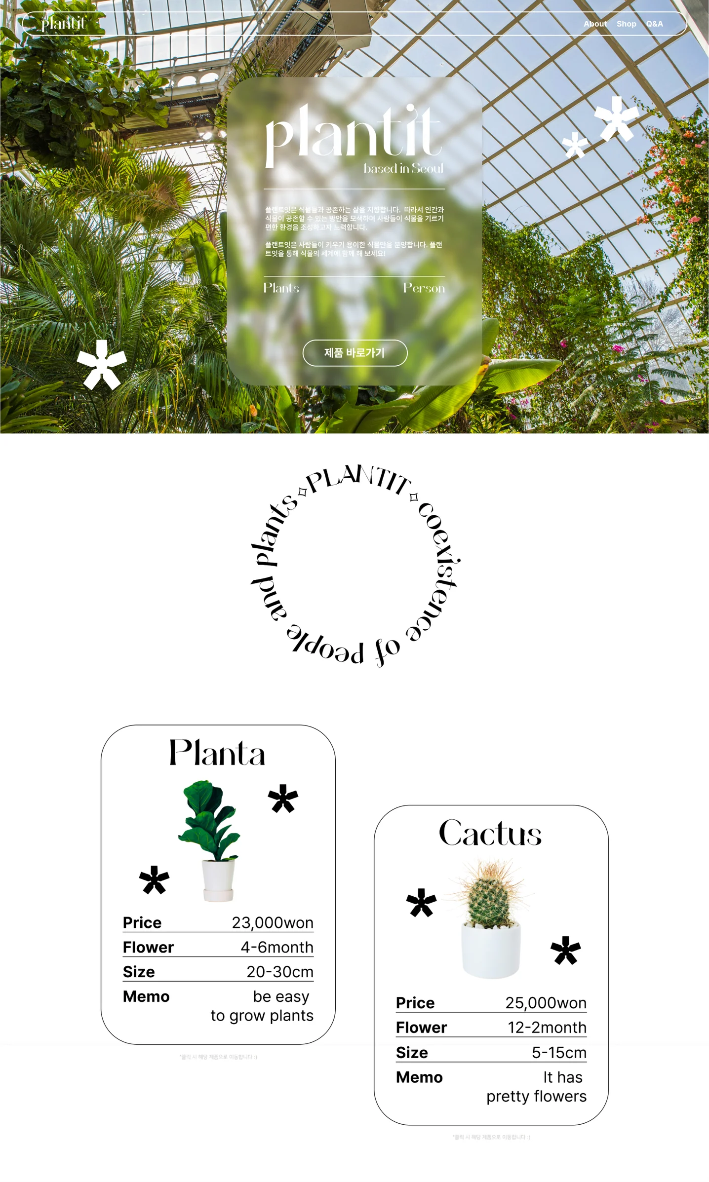 Plantit. 식물 쇼핑몰 홈페이지 제작, 아임웹 포트폴리오 - 크몽