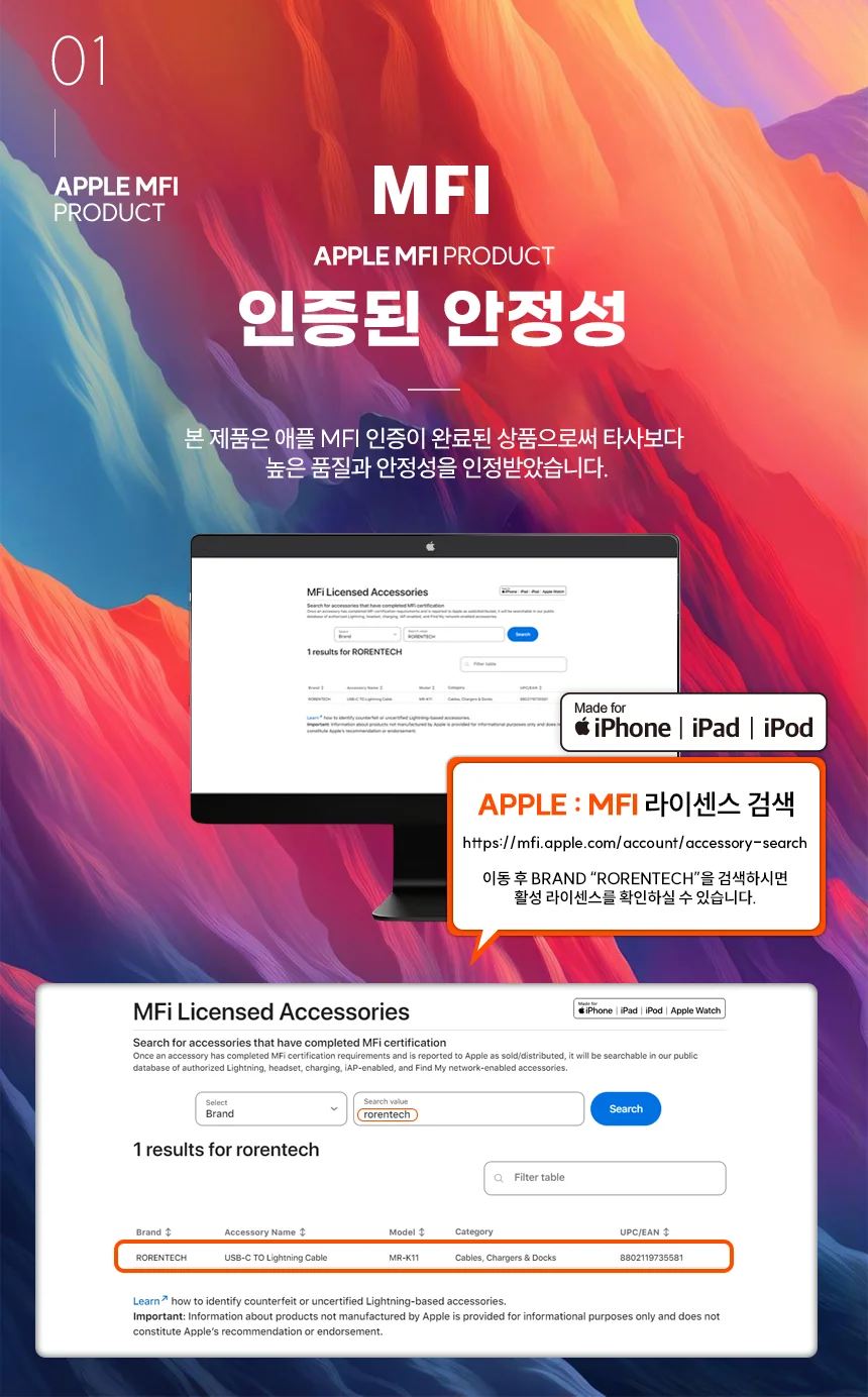 [전자기기] MFI 케이블 상세페이지, 상세페이지 포트폴리오 - 크몽