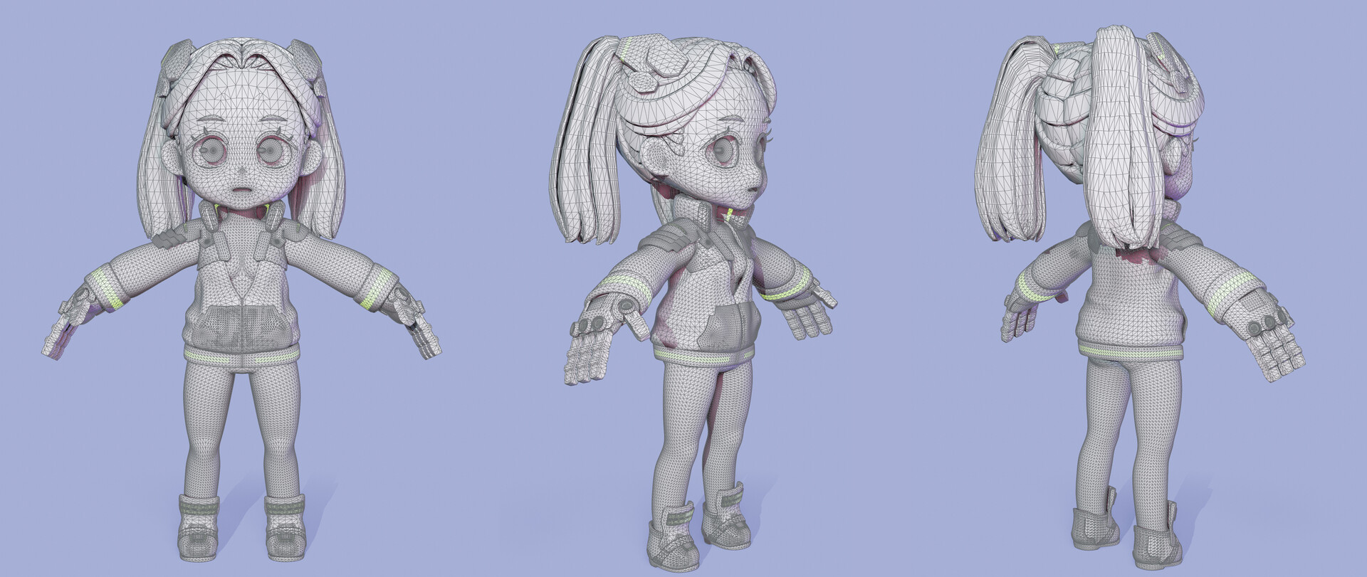 사이버펑크 엣지러너 - 레베카 SD / 3D 캐릭터 모델링, 캐릭터 포트폴리오 - 크몽