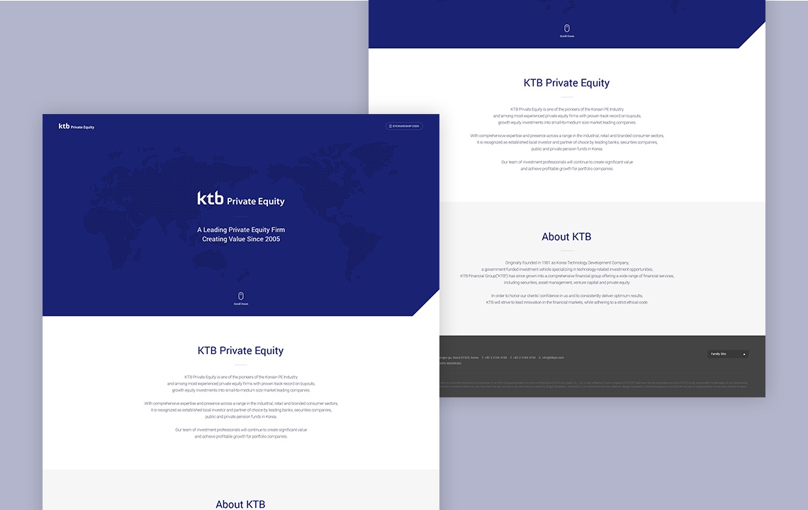 KTB 프라이빗에쿼티 웹사이트 제작, 홈페이지 포트폴리오 - 크몽